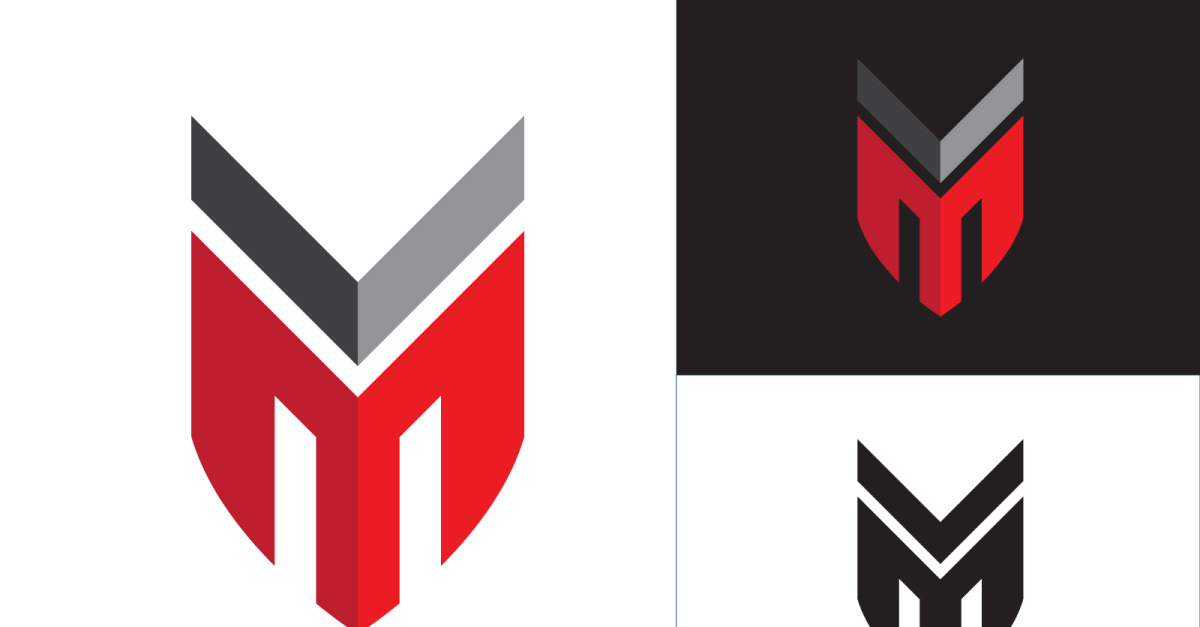Modern M Harfi Logo Şablonu vektör çizim tasarımı v.4