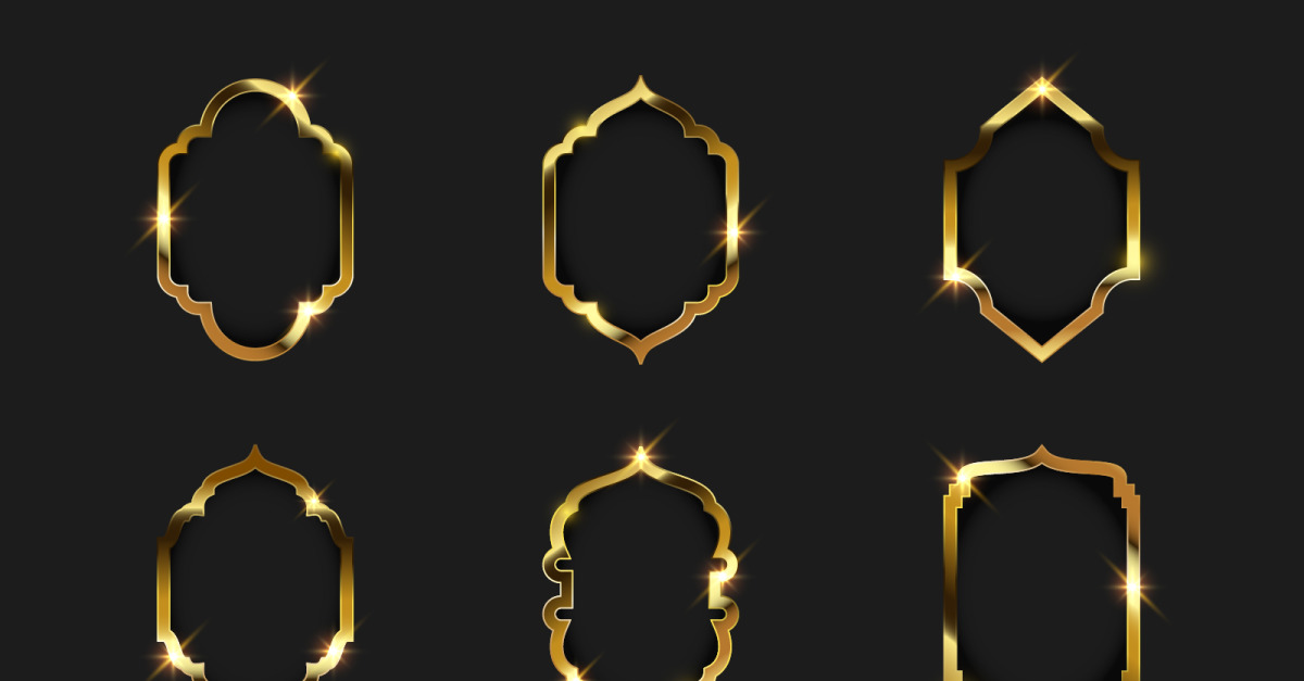 Luxury Gold frame border vector illustration design template v.2