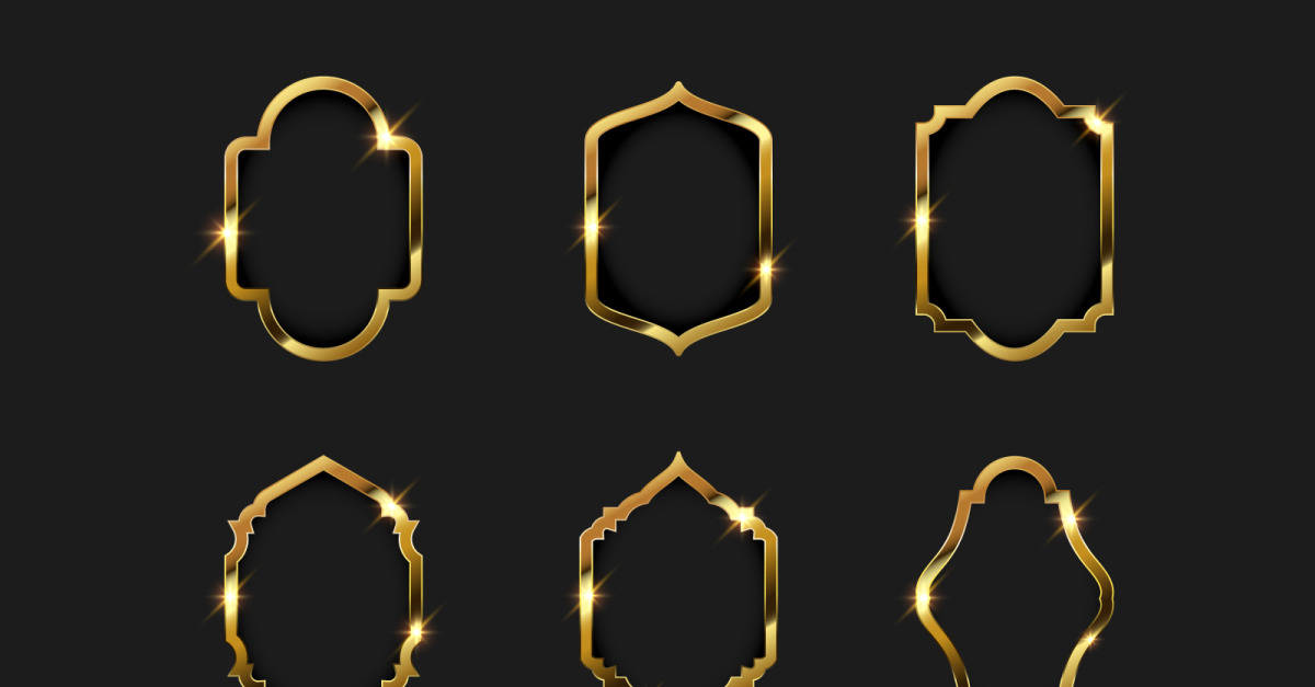 Luxury Gold frame border vector illustration design template v.3