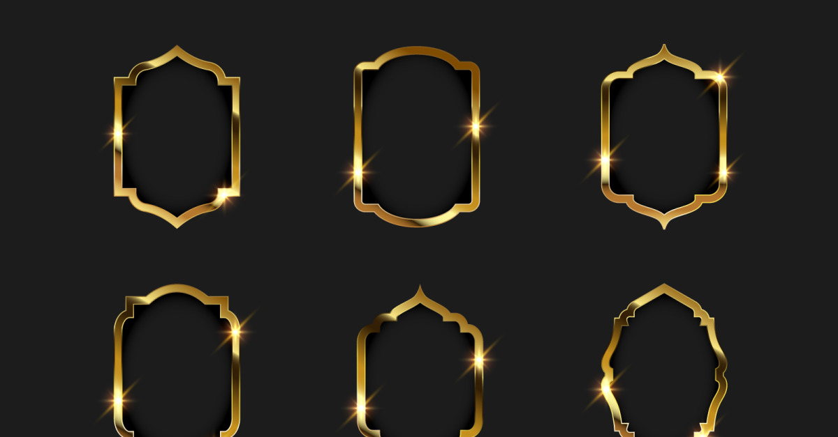 Luxury Gold frame border vector illustration design template v.4