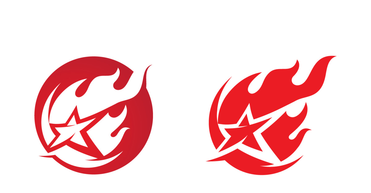 Faster star with fire flame effect icon vector logo design template v.1