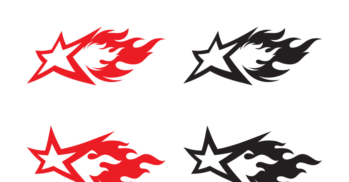 Faster star with fire flame effect icon vector logo design template v.4