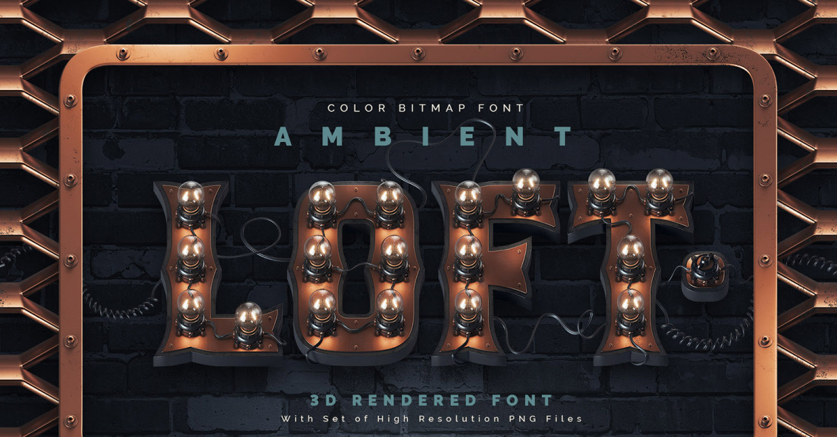 Ambient Loft - Color Bitmap Font #484373 - TemplateMonster