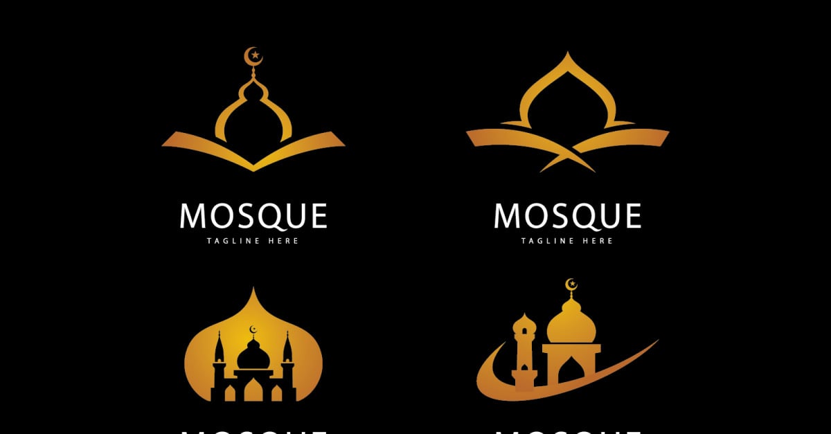 Cami Logo Şablonu, İslami Konsept Tasarım Yaratıcı Sembol 14