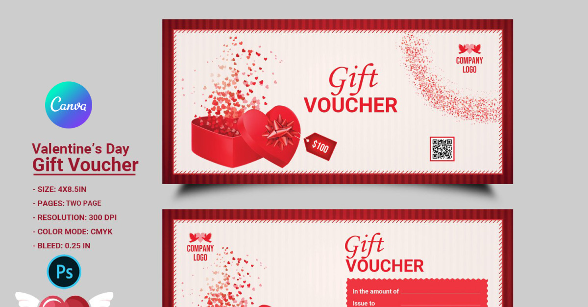 Valentine’s Day Gift Voucher Template - Customizable & Printable