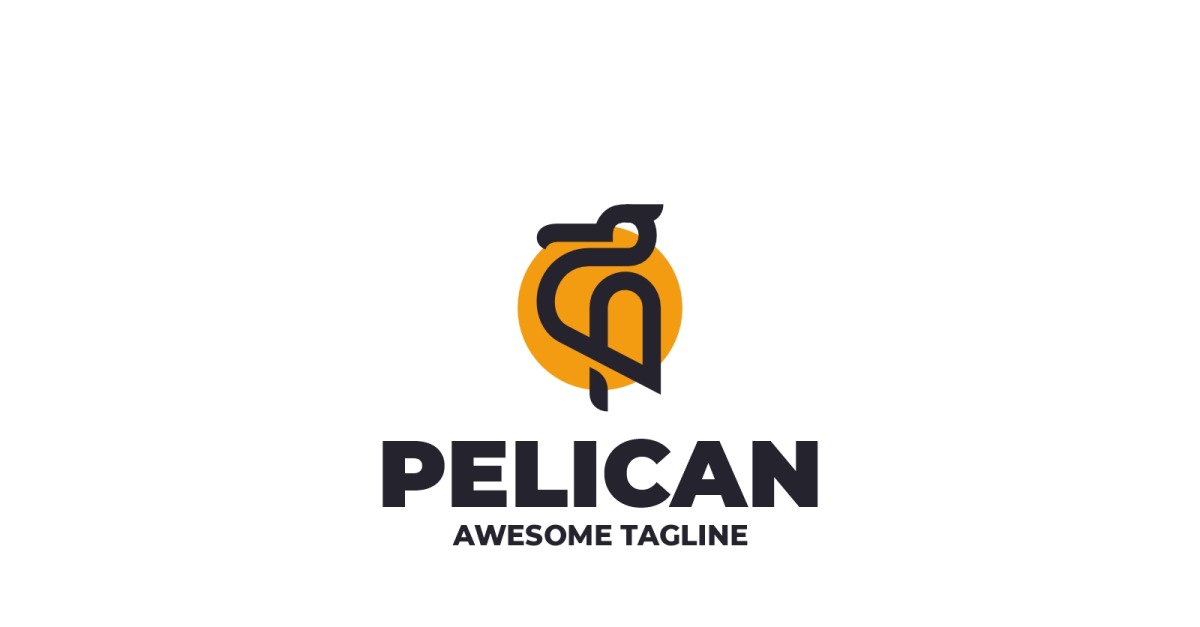 Modelo de logotipo de arte de linha Pelican 22
