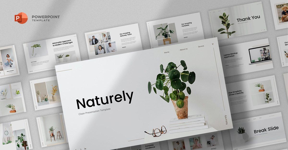 Naturely - Modèle Powerpoint épuré et minimaliste