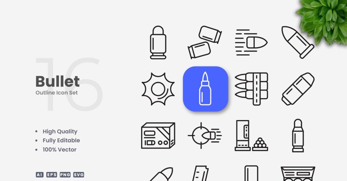 Conjunto de 16 iconos de contorno de viñetas