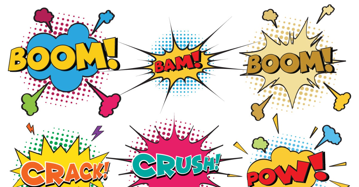 Explode Comic Book Pop art Design Element Vector Illustration v.1