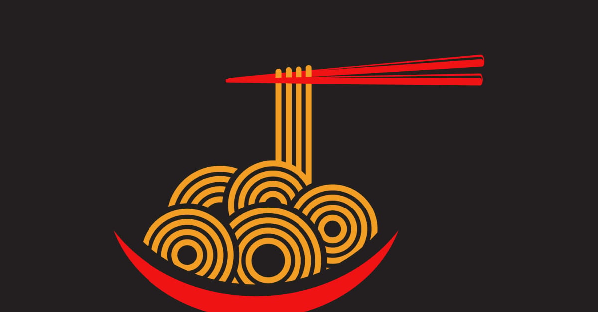 Noodles food Logo sign illustration design template v.15