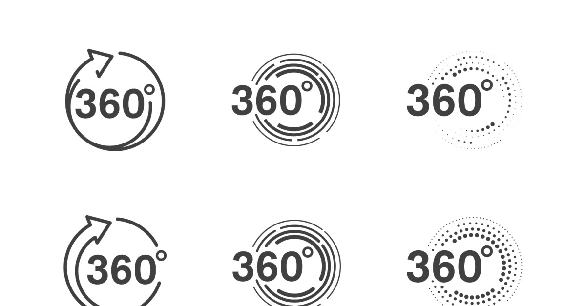 Modèle d'illustration de conception d'icône vectorielle de cercle 360 v.2