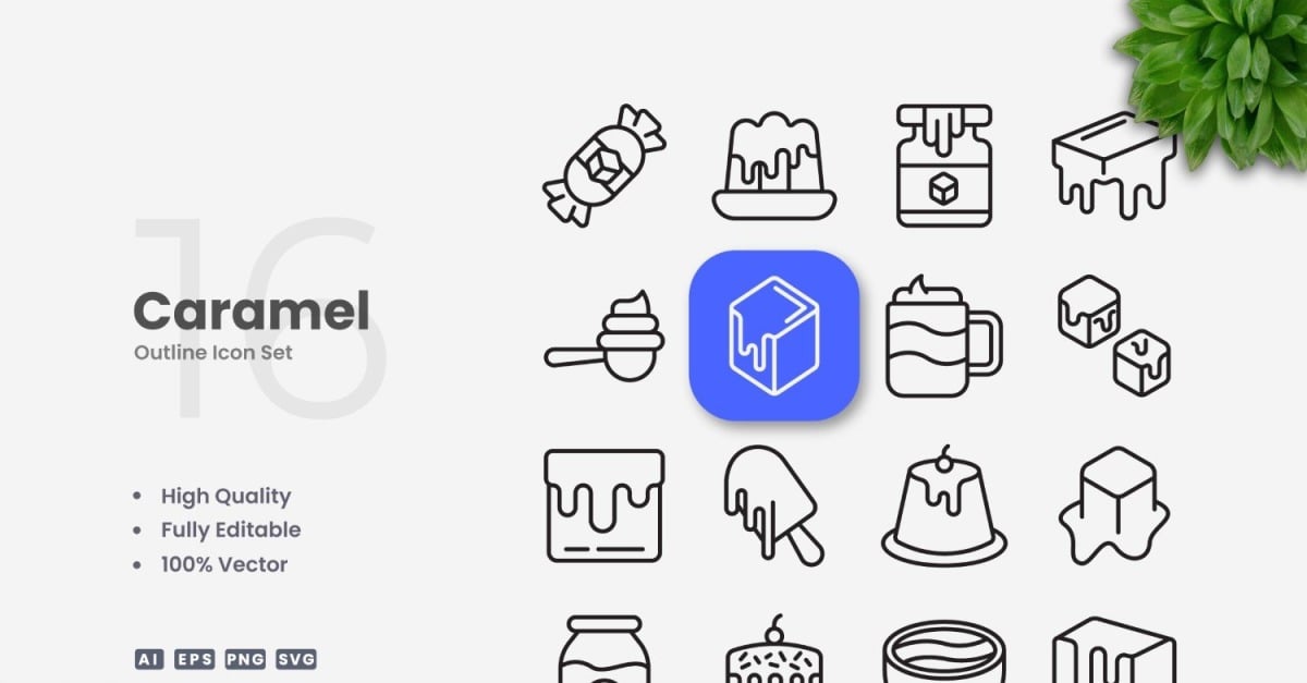 16 Caramel Outline Icon Set #489164 - TemplateMonster