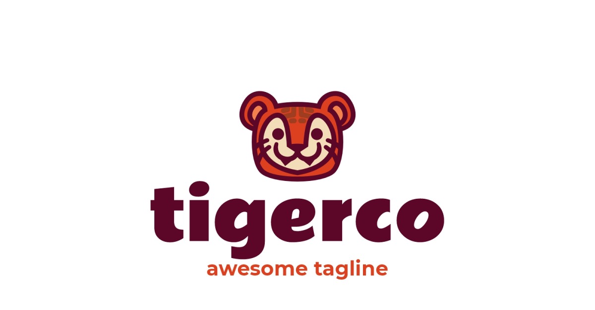 Logotipo simples do mascote do tigre 23 - TemplateMonster