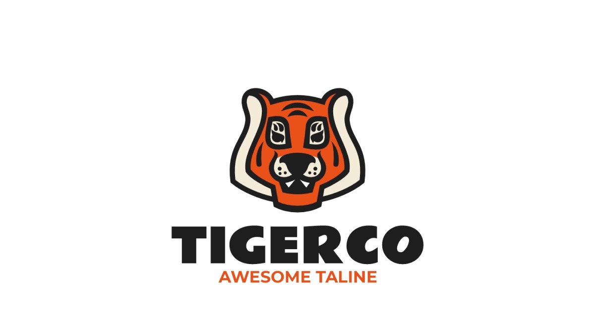 Logotipo simples do mascote Tigerco #489185 - TemplateMonster