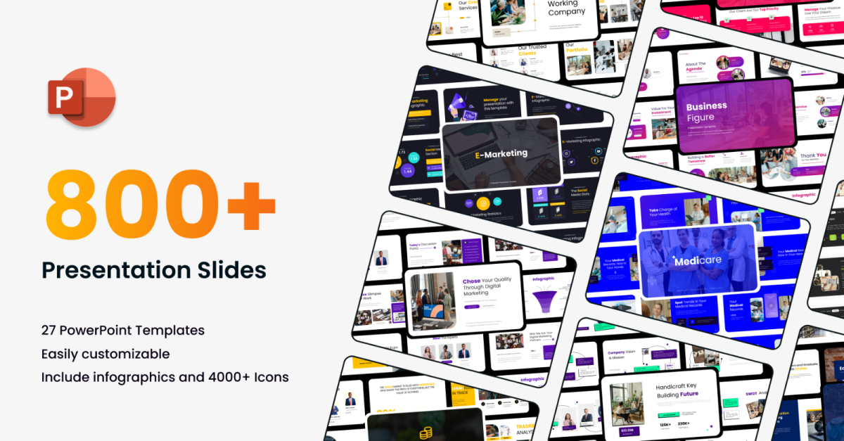 800+ Powerpoint 幻灯片包 #489300 - TemplateMonster