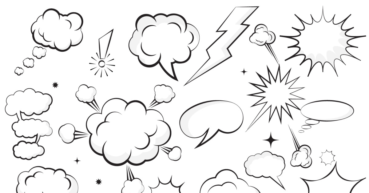 Cloud Comic Book Pop art Design Element Vector Illustration v.3