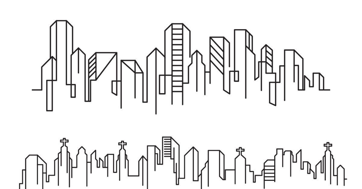 City Building Line art Vector Illustration template design v.10