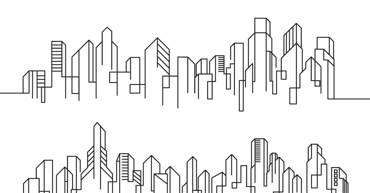 City Building Line art Vector Illustration template design v.7