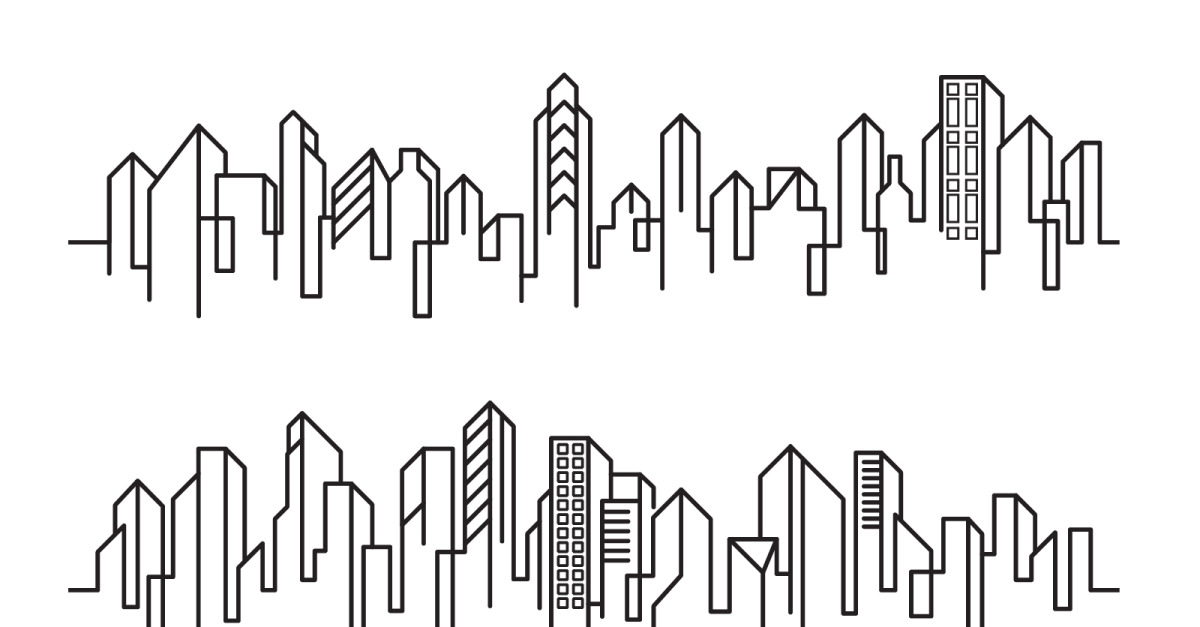 City Building Line art Vector Illustration template design v.9