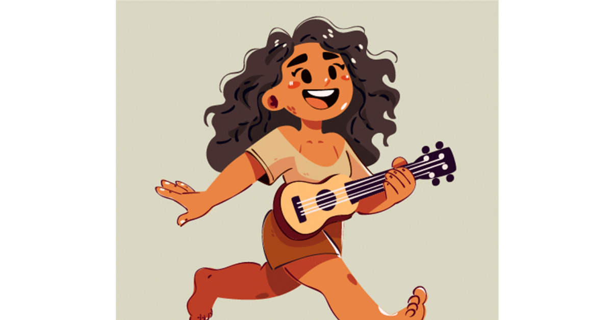 Joyful American Samoan Girl Playing Ukulele - TemplateMonster