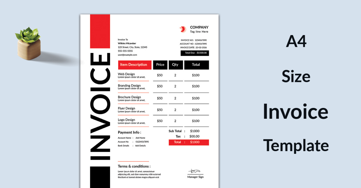 Nice And Beautiful Invoice Template #490169 - TemplateMonster
