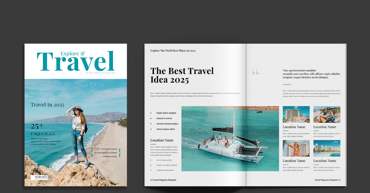 Travel Magazine Design Layout Template - TemplateMonster