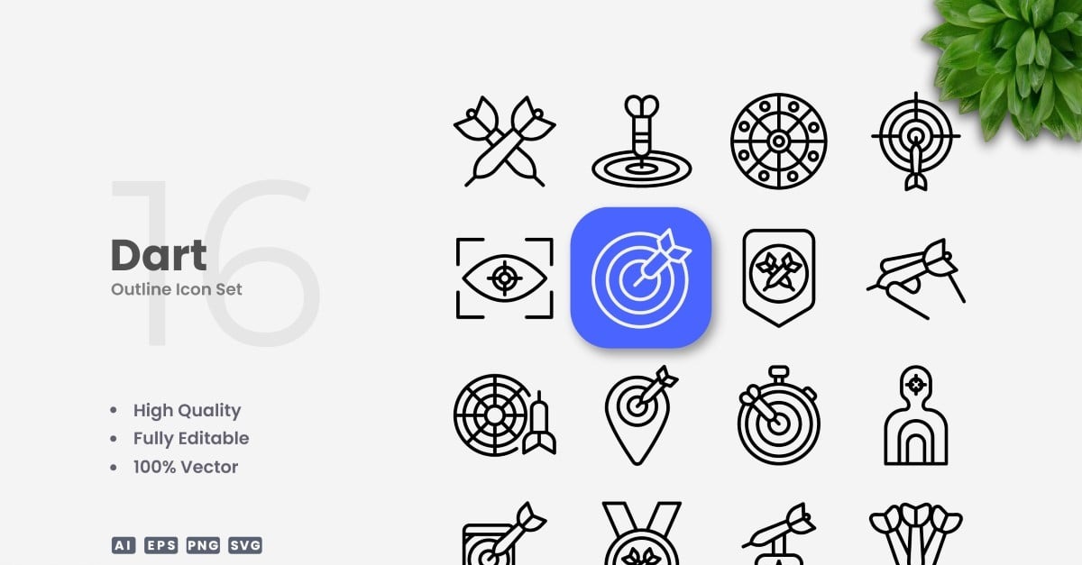 16 Dart Outline Icon Collection #491073 - TemplateMonster