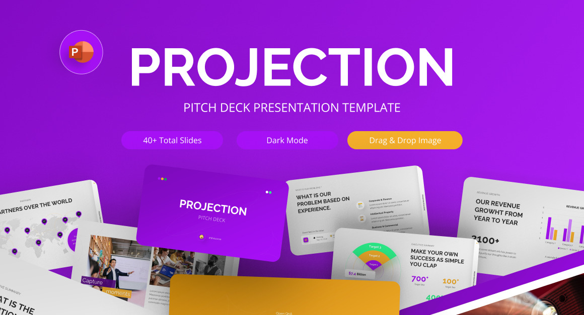 Projection Pitch Deck PowerPoint Template - TemplateMonster