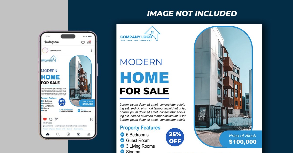 Elegant Real Estate Post Template PSD – Promote Homes, Apartments, and ...