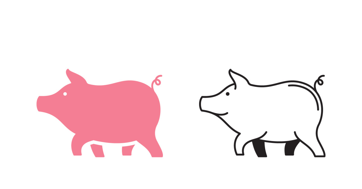 Modèle d'illustration d'icône de vecteur de symbole mignon de cochon v.10