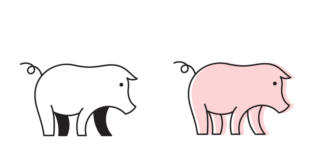 Modèle d'illustration d'icône de vecteur de symbole mignon de cochon v.11