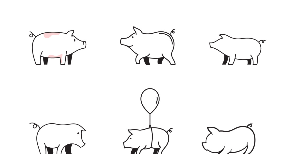 Modèle d'illustration d'icône de vecteur de symbole mignon de cochon v.17