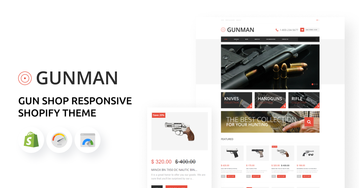 Gun Shop Responsive Shopify Theme #49340 - TemplateMonster