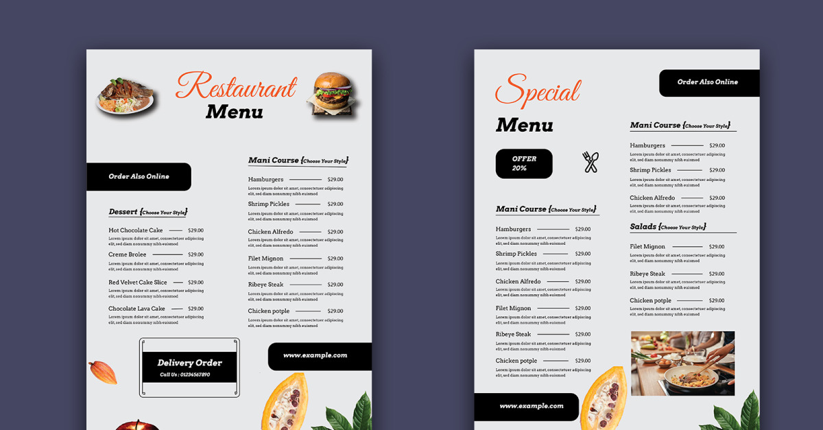 Nice Food Menu Template Layout #493427 - TemplateMonster