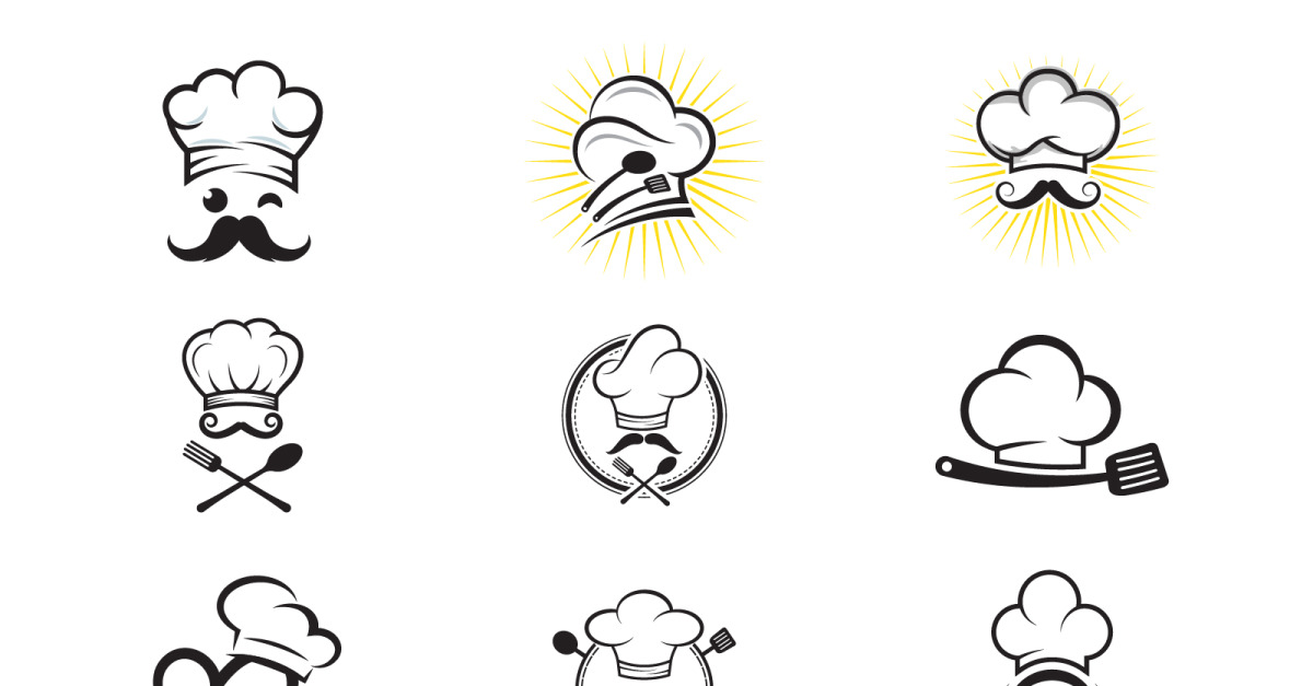 Şef pişirme elemanı logo şablonu vektör çizimi v.12
