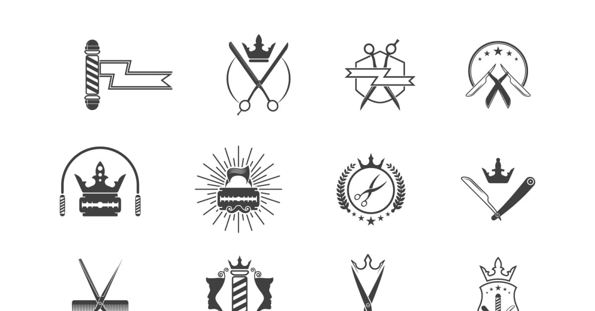 Elemento de barbearia Logotipo Vetor ícone design ilustração v.11