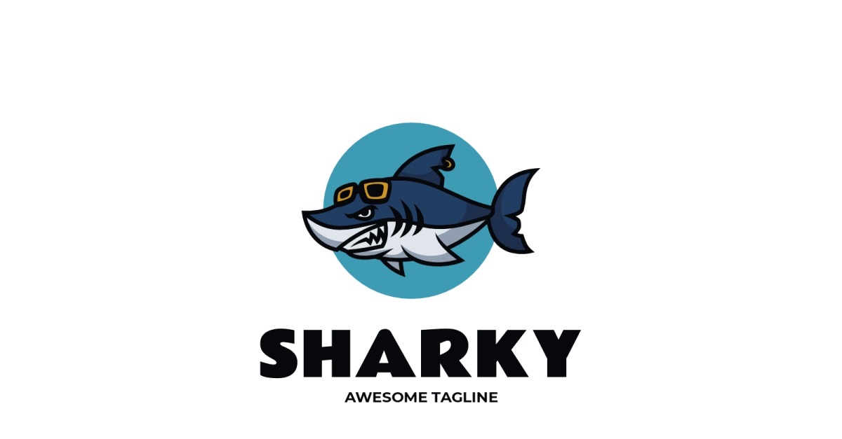 Logotipo simples do mascote Sharky 22 - TemplateMonster