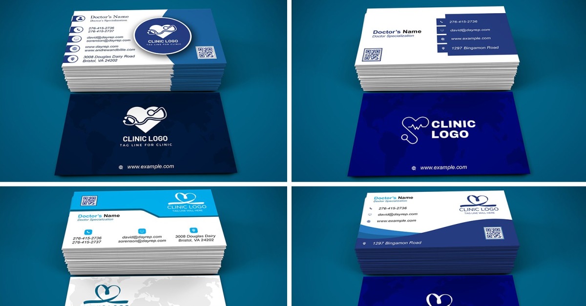 Bundle of 4 Business Card Templates For Clinic - Bundle 05