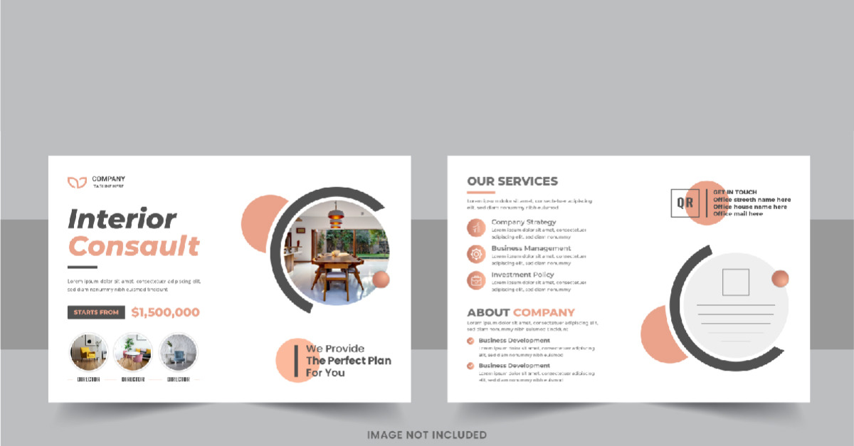 Cartolina di esperti di interior design moderno o layout di ...