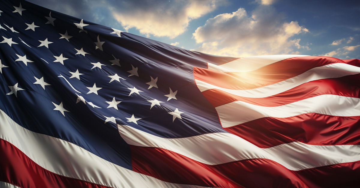 Usa flag, America flag in sky #495370 - TemplateMonster