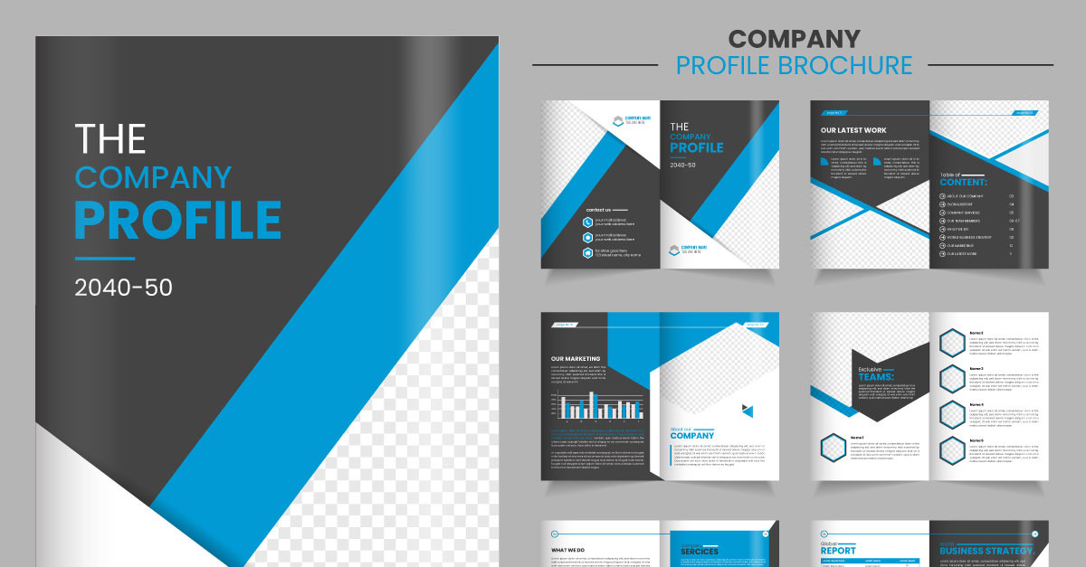 Company profile brochure design showcasing various sections template ...