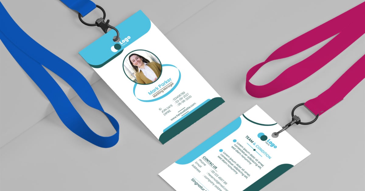 Editable text on a basic purple employee ID card design template