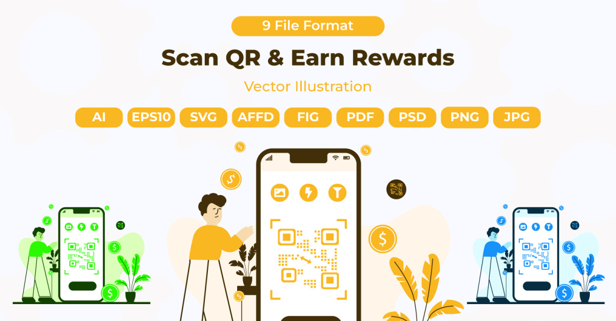 Scan QR & Earn Rewards – Modern Digital Concept Illustration