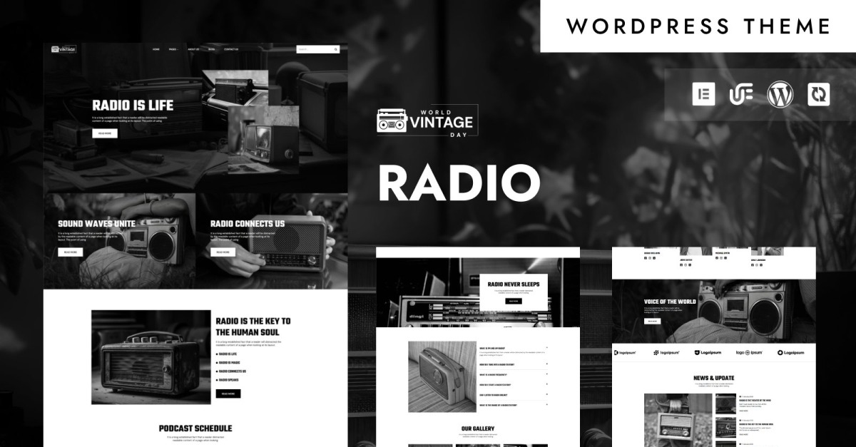 Vintage - Radio Broadcasting & Streaming WordPress Elementor Theme