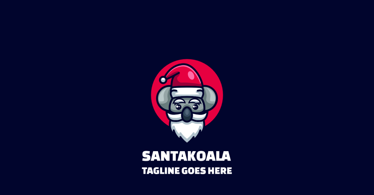 Logotipo simples do mascote do Santa Koala - TemplateMonster