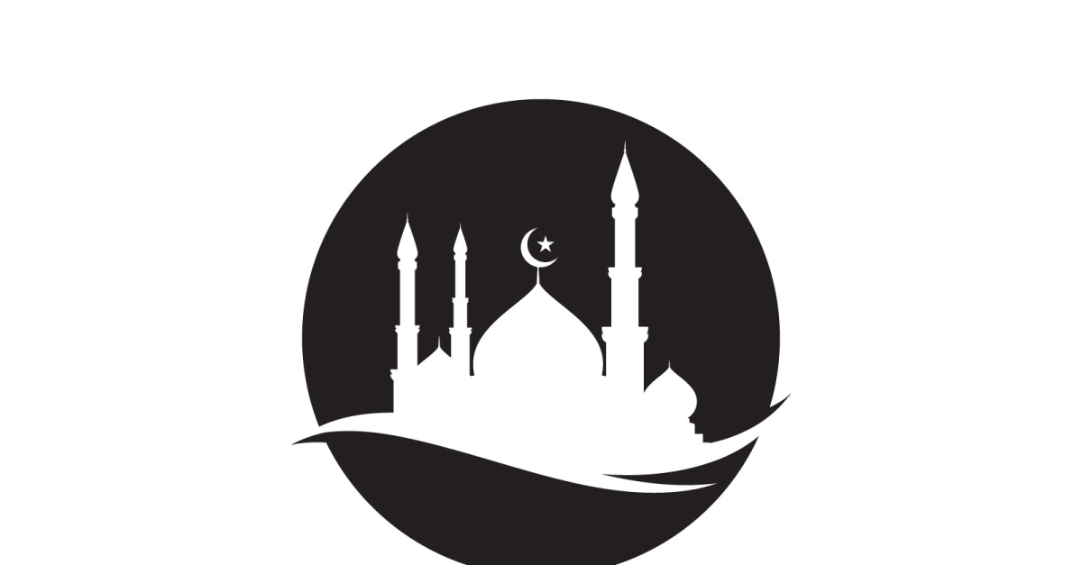 İslami Yapı Cami Logo İllüstrasyon tasarım şablonu v.17