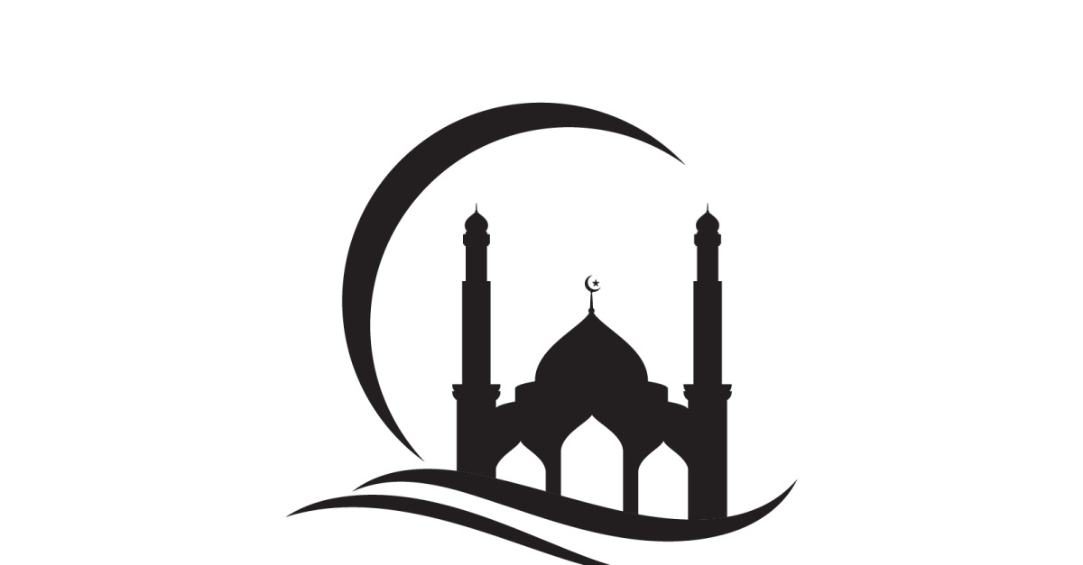 İslami Yapı Cami Logo İllüstrasyon tasarım şablonu v.8