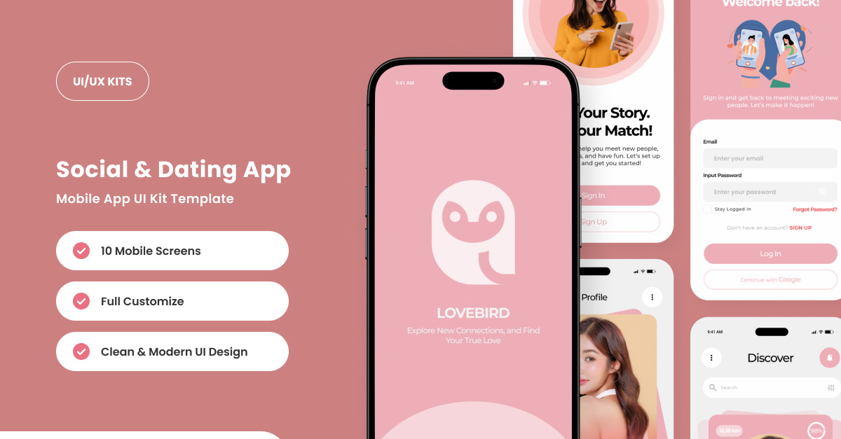 Luvora - Elegant Social and Dating App UI Design