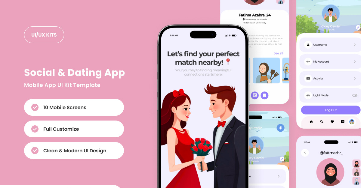 SoulBond - Romantic Social and Dating App UI