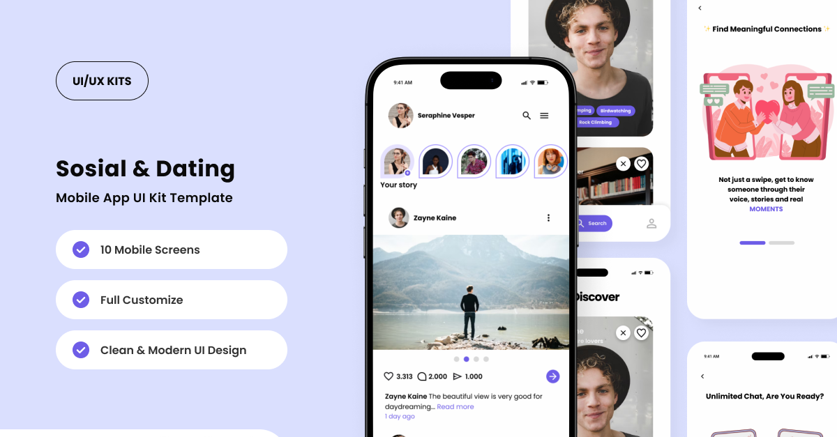 Crushy - Bold Social and Dating App UI Kit - TemplateMonster